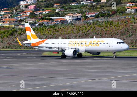 Sunclass Airlines Airbus A321 aircraft taking off from a holiday ...
