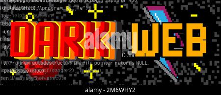 Dark Web. Pixelated word with geometric graphic background. Vector ...