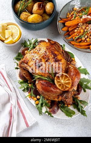 Traditional festive dishes for celebration Thanksgiving Day. Baked ...