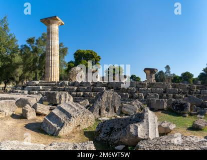 The Temple of Zeus at Olympia, Greece. It was built on an already ...