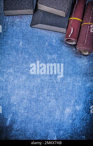 Sanding sponges on scratched metallic background abrasive materials ...