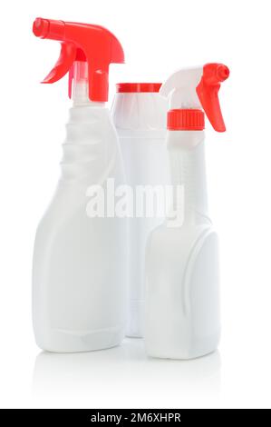 composition of three cleaner isolated Stock Photo - Alamy