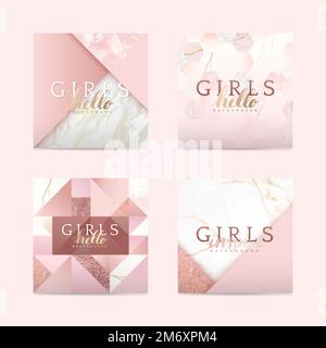 Pink feminine geometric background vectors set Stock Vector Image & Art ...