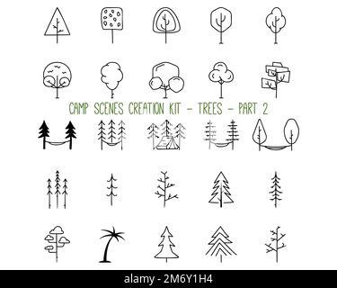 Set of linear icons of trees. Part 1 Stock Photo - Alamy