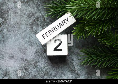 Calendar with date February 2nd on white background. Groundhog day ...