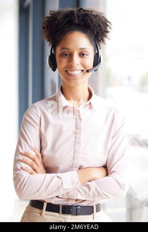 Portrait of female technical support agent in office Stock Photo - Alamy