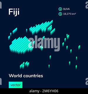Isometric 3D Fiji map. Stylized vector map illustration with cities ...