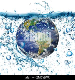 Water recycle on the world. Water scarcity concept on earth isolated on ...