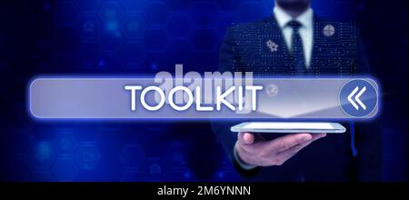 Conceptual display Toolkit. Business concept set of tools kept in a bag ...