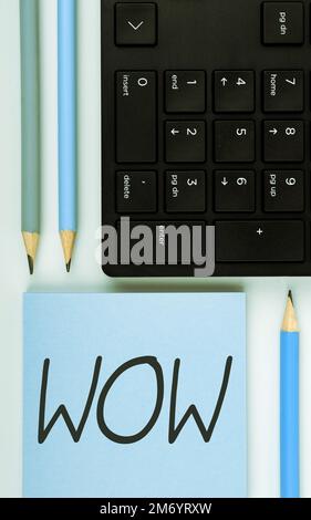 Text caption presenting Wow. Concept meaning Expressing astonishment ...