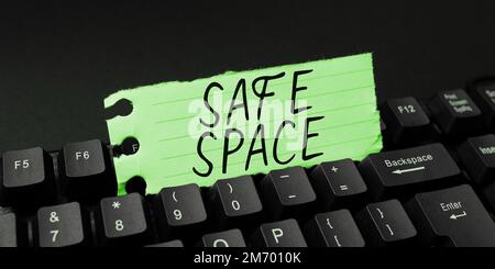 Writing displaying text Safe Space. Business idea a place or room in ...