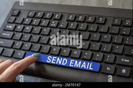 Text showing inspiration Send Email. Internet Concept the system for using computers to send ...