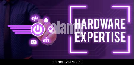 Hand writing sign Hardware Expertise. Business concept machines and ...