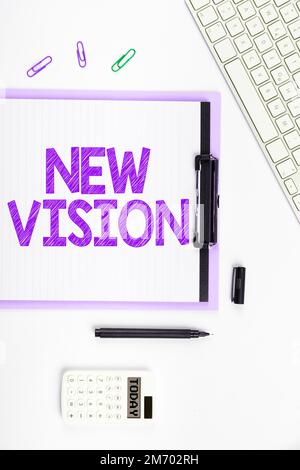 Text caption presenting New Vision, Word Written on seeing some future ...