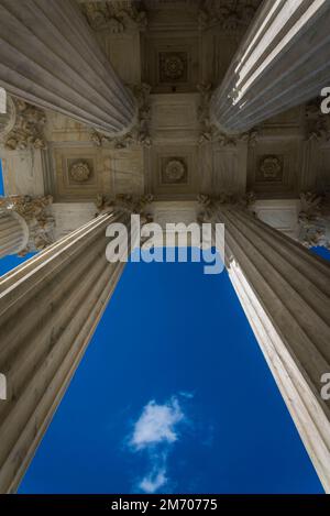 Portico at the Supreme Court Building, seat of federal judiciary, also ...