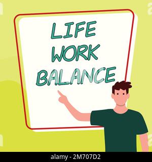 Text caption presenting Life Work Balance. Business overview stability ...