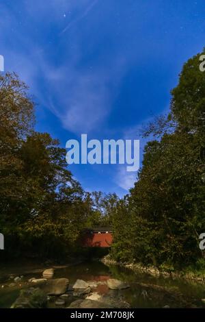 Everett Covered Bridge in moonlight in Cuyahoga Valley National Park ...