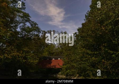 Everett Covered Bridge in moonlight in Cuyahoga Valley National Park ...