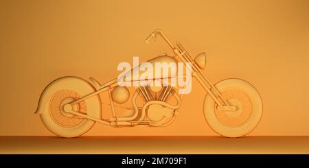long orange motorcycle side view. 3d rendering Stock Photo - Alamy