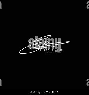 S, P, SP Initial letter handwritten and signature vector image template ...
