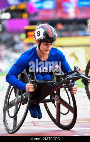 Chelsea McClammer of USA competing in the T53 800m wheelchair race final in the 2017 World Para ...
