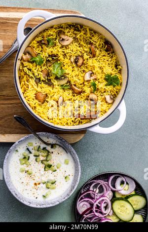 Indian Mushroom Pilau rice dish Stock Photo - Alamy