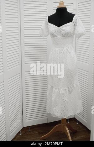 production of women's summer clothes; manufacturing process at a light ...