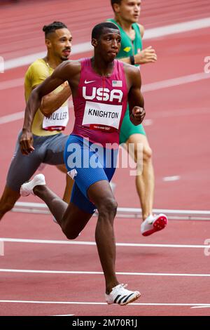 Erriyon Knighton (USA) competing in the Men's 200 metres heats at the ...