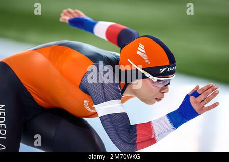 HAMAR - Marrit Fledderus in the Women's 500 meters during the ISU ...