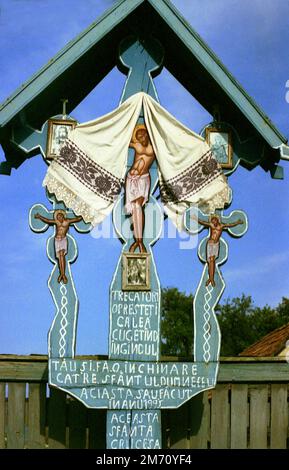 Roadside crucifix in Mures County, Romania, approx. 2001 Stock Photo ...
