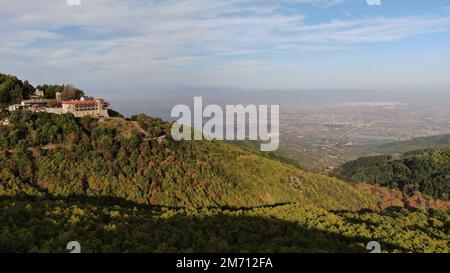 Koronis Monastery near Plastira Lake, aerial view, Karditsa, Thessaly ...