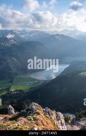 Evening atmosphere, Haldensee, Tannheimer Bergen, Allgaeu Alps, Tyrol ...