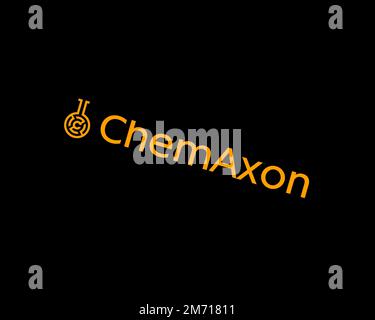 ChemAxon, rotated logo, black background Stock Photo - Alamy
