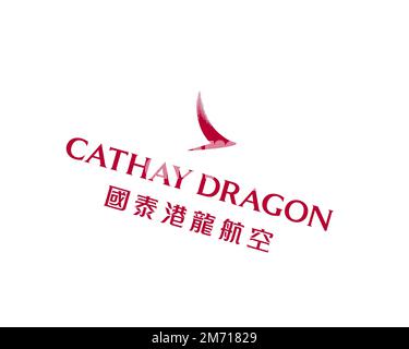 Cathay Dragon, rotated logo, white background Stock Photo - Alamy