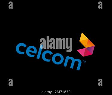 Celcom, rotated logo, black background Stock Photo - Alamy