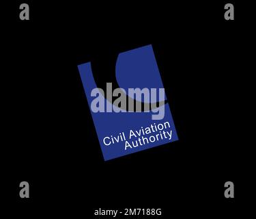 Civil Aviation Authority United Kingdom, rotated logo, black background ...
