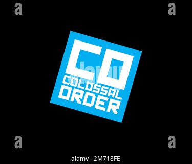 Colossal Order company, rotated logo, black background Stock Photo - Alamy