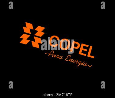Copel, rotated logo, black background Stock Photo - Alamy