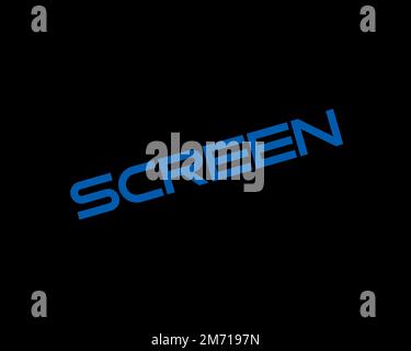 Dainippon Screen, rotated logo, black background B Stock Photo - Alamy