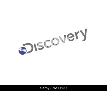 Discovery Inc. rotated logo, white background B Stock Photo - Alamy