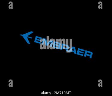 Embraer, rotated logo, black background Stock Photo - Alamy