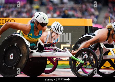 Samantha Kinghorn competing in the 800m T53 wheelchair race at the 2017 World Para Athletics ...