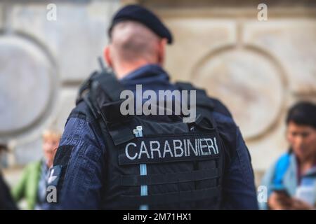 Italian police squad patrol formation back view with "Local Police ...