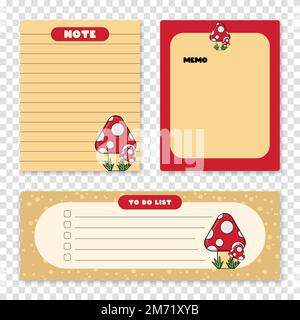 Cute memo template. A collection of striped notes, blank notebooks ...