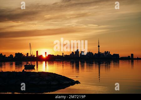 Panoramic view of Toronto skyline at sunrise, Ontario, Canada. High ...