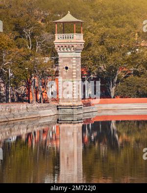watchtower dam of the pot, old stone tower during the day with forest ...