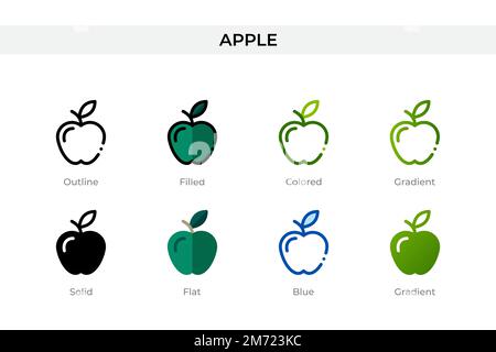 A half-filled red apple fruit icon with green leaves on a white ...