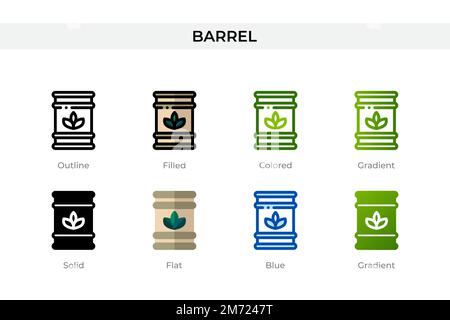 barrel icon in different style. barrel vector icons designed in outline ...