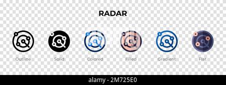 Radar icon in different style. Radar vector icons designed in outline ...