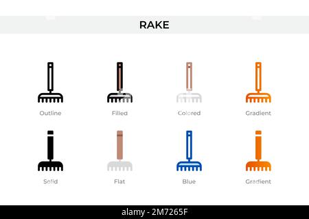 rake icon in different style. rake vector icons designed in outline ...